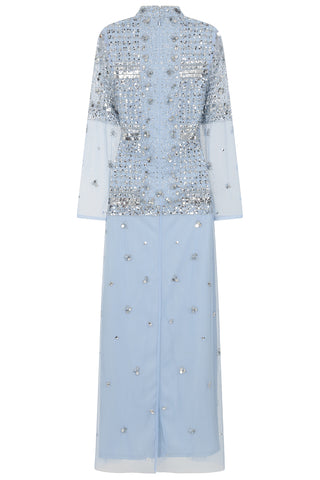 Lucile Ice Blue Embellished Maxi Dress – Frock and Frill